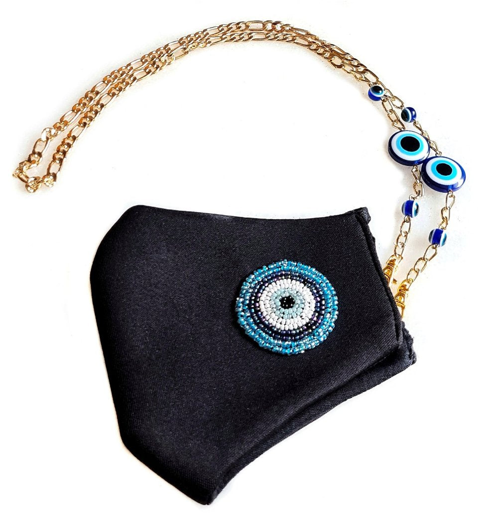 Evil Eye Mask Metal Gold Nazar Battu Face Mask/Wall Hanging Evil Eye